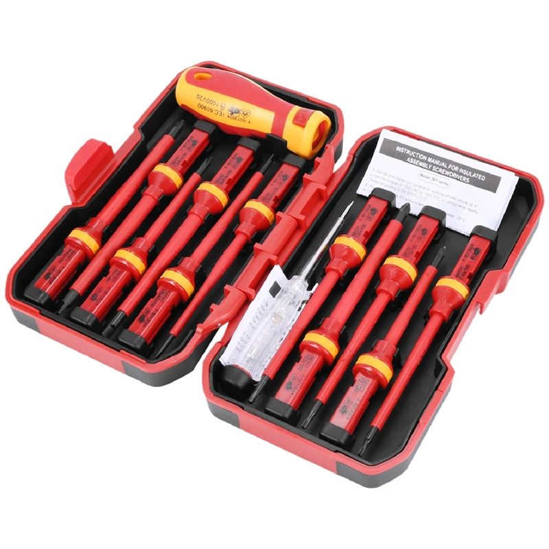 13 Pcs Vde Insulated Screwdriver Set Cr-v High Voltage 1000v Magnetic ...