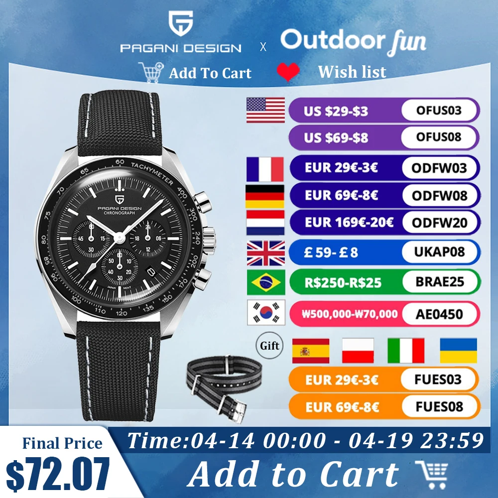 PAGANI-DESIGN-Moon-Watch-40MM-Dial-Analog-Chronograph-Waterproof-Analog ...