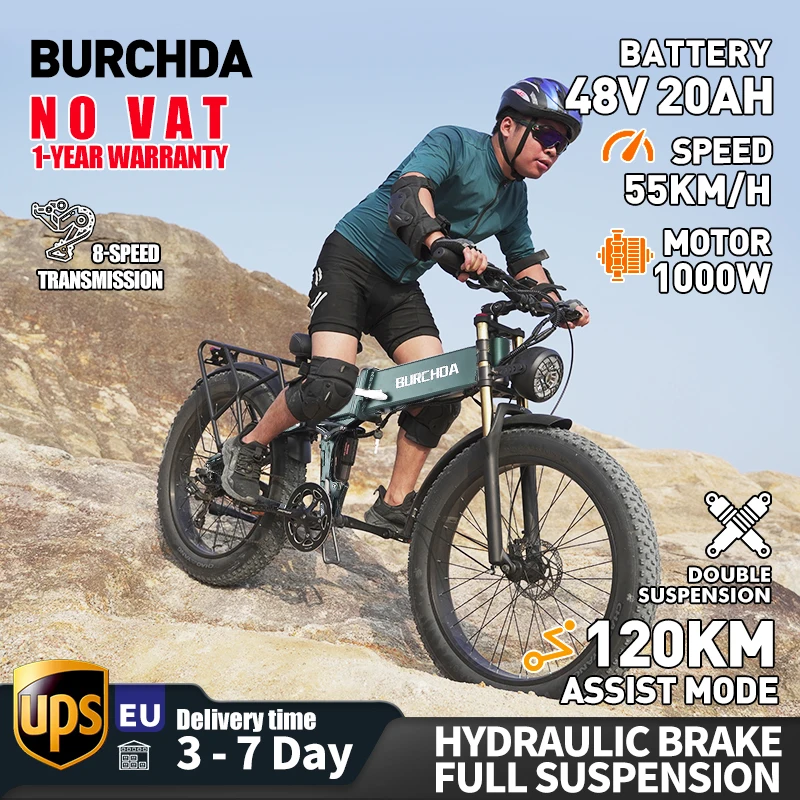 BURCHDAR5PRO-Adult-Folding-Motorcycle-Electric-Bike-1000W-Motor-48V ...