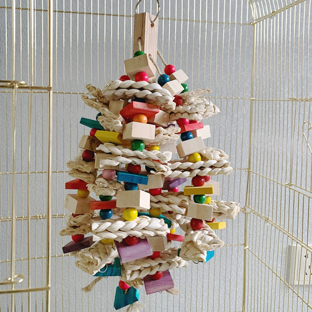 Parrot-Chewing-Toy-Natural-Corn-Husk-Wooden-Block-Tearing-Toy-Wooden ...