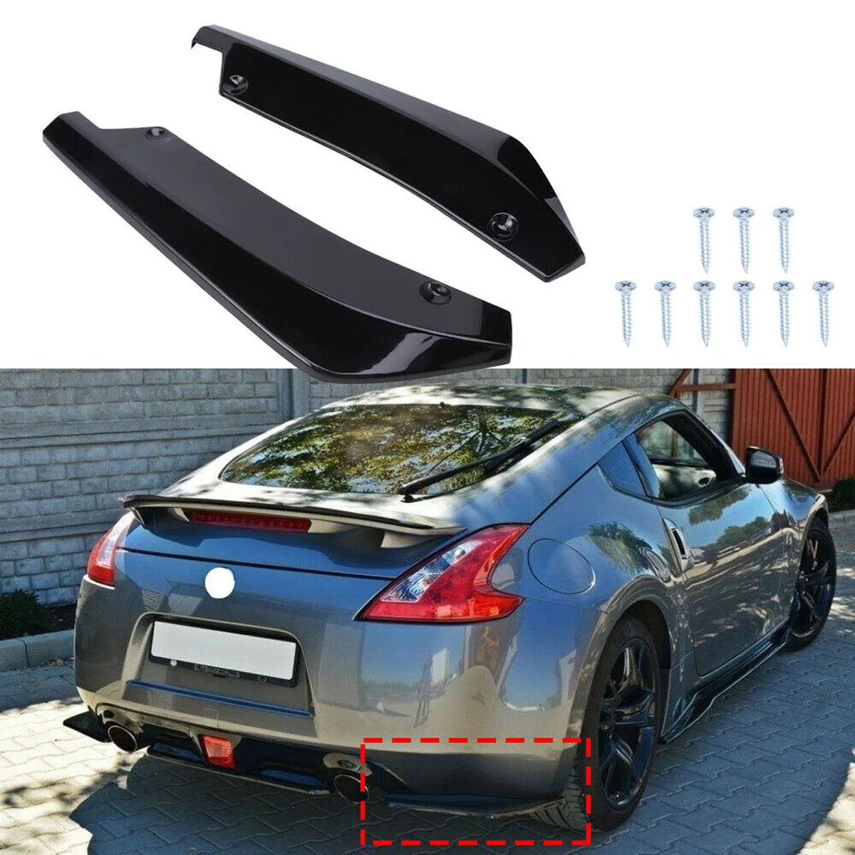 2PCS-Rear-Bumper-Splitter-Apron-Universal-For-Nissan-350Z-370Z-Coupe ...