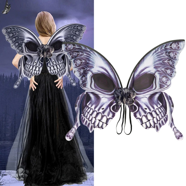 Skull With Butterfly Wings Drawing