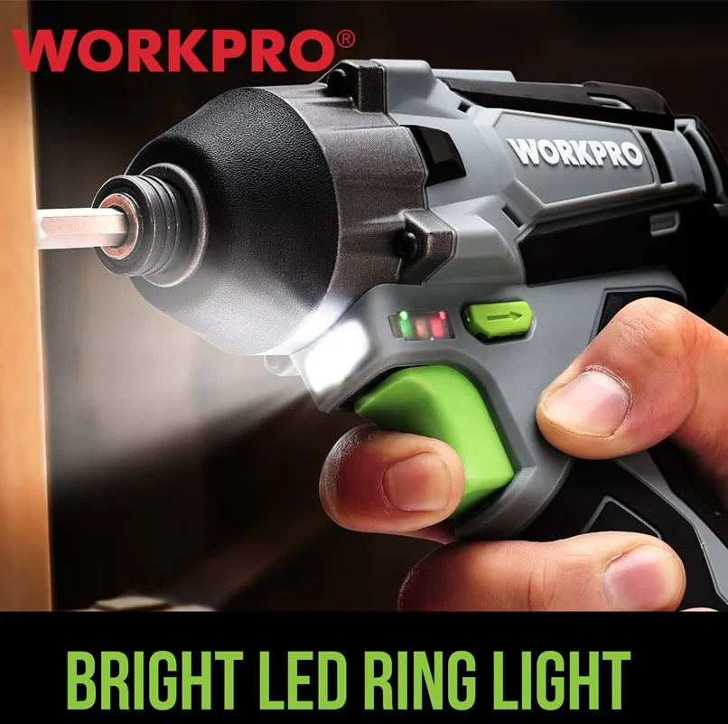 WORKPRO 12V Cordless Electric Screwdriver 1/4” Hex Electric Impact ...