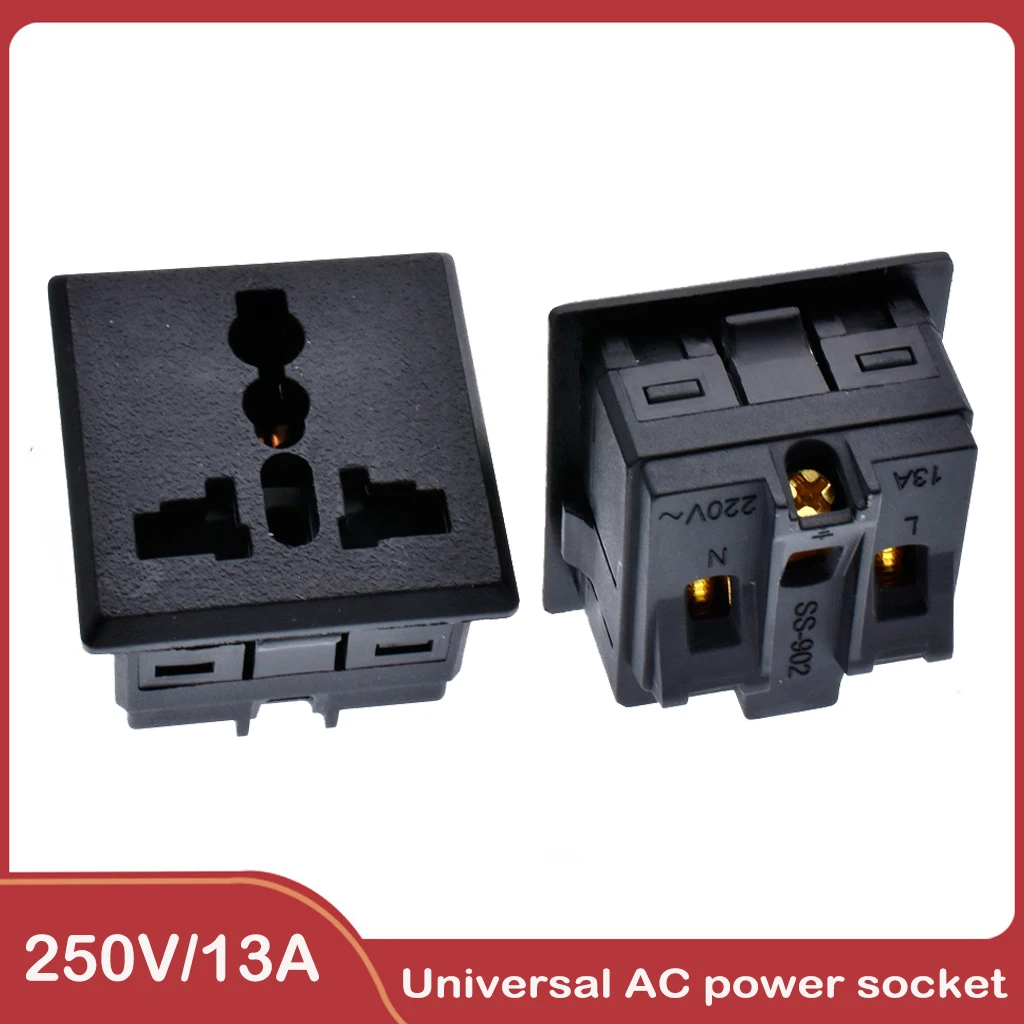 New-AC-power-socket-Multifunction-with-safety-door-black-13A-250V ...