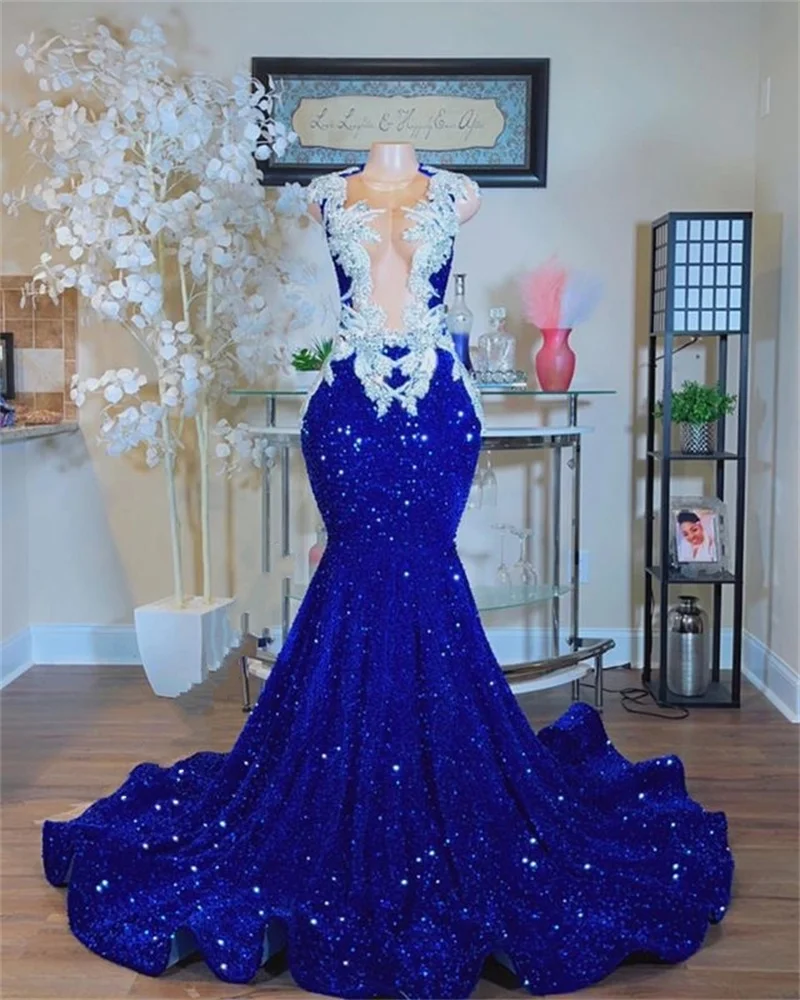 Blue Mermaid Prom Dress