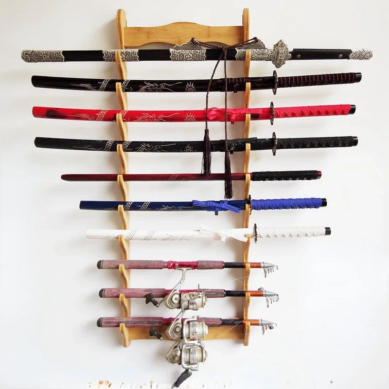 Bamboo-Sword-Storage-Wall-Hanging-Rack-Flute-Shelf-Multilayer-Wood ...