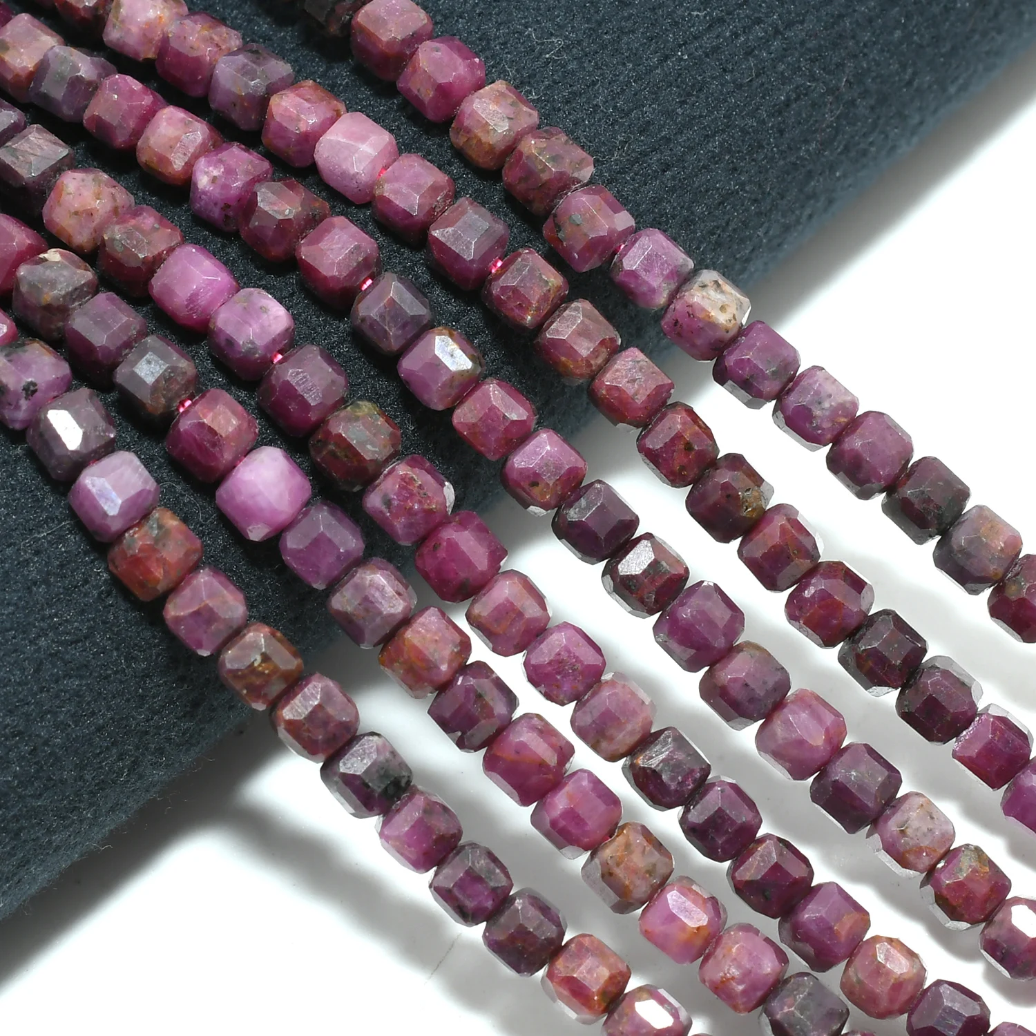 Natural Dark Ruby From India Edge Faceted Cube 3.8mm-4mm, With Dirts ...