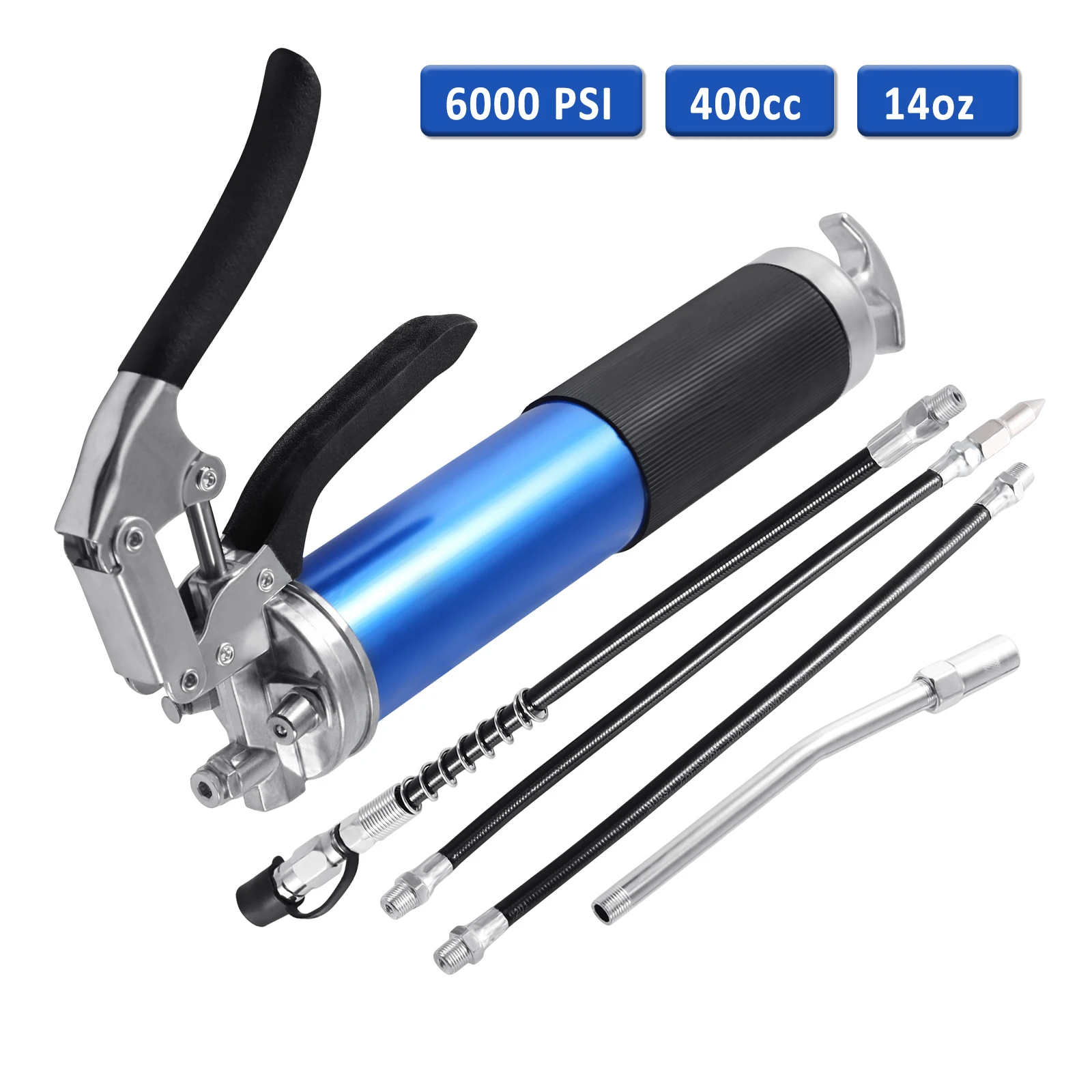 Amonstar-6000PSI-Heavy-Duty-Grease-Gun-14OZ-Manual-High-Pressure-Pistol ...