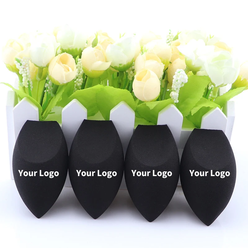 50-Sets-Custom-Logo-Black-Cosmetic-Puff-with-Box-Makeup-Rocket-Sponge ...