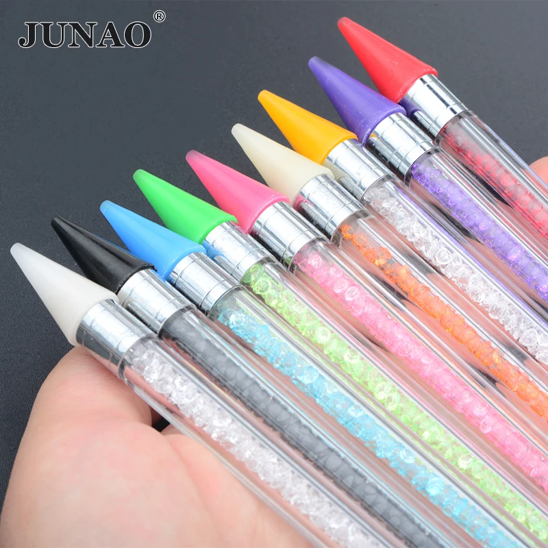 JUNAO-Colorful-Double-Wax-Pencil-Rhinestone-Dap-Pen-Picker-Up-Crystal ...