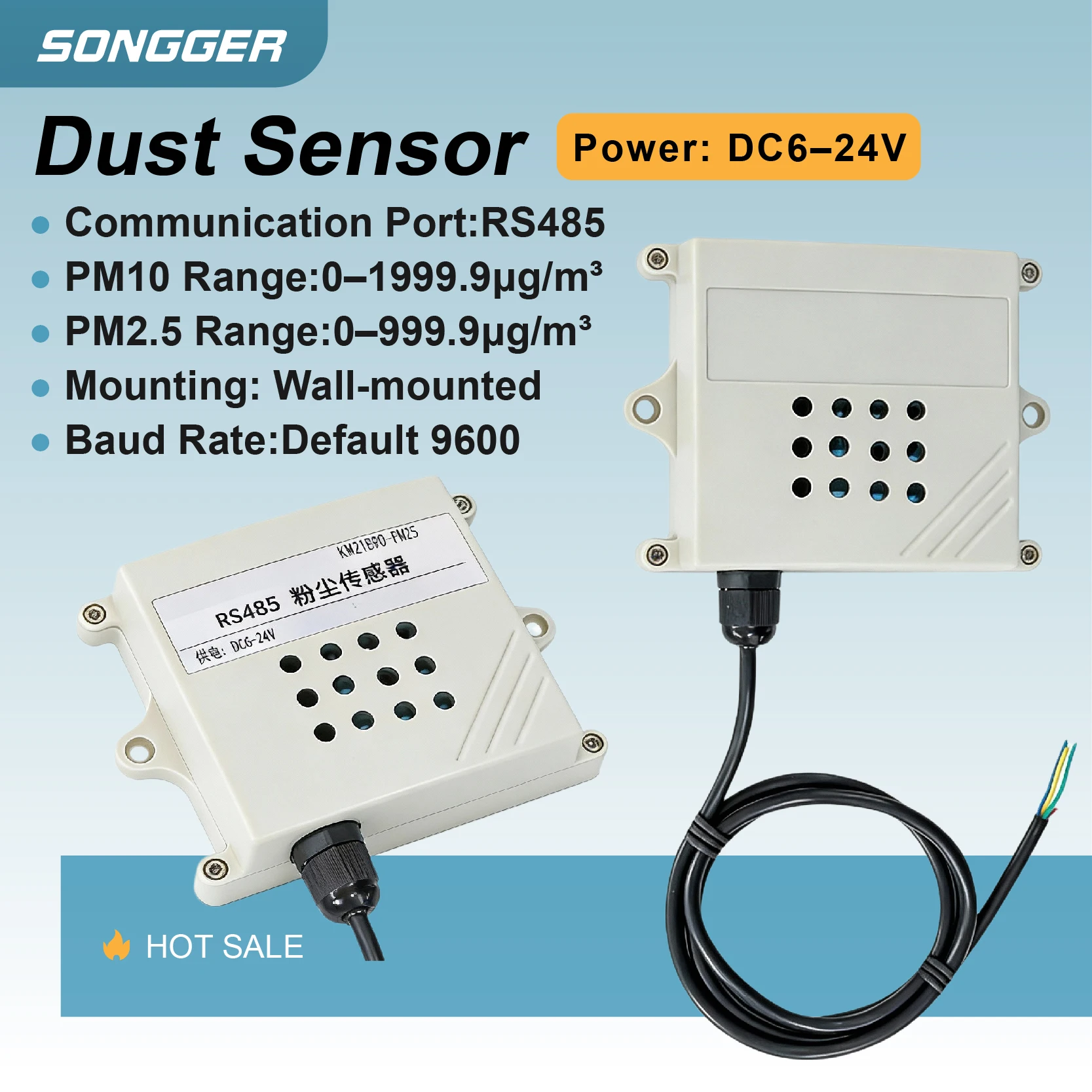 KM21 Industrial PM2.5 PM10 Particle Monitor with RS485 Output DC 6-24V ...