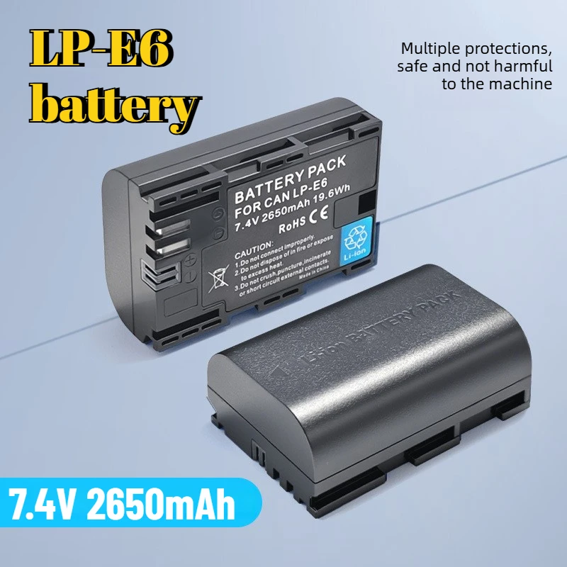 2650mAh LP E6 LPE6 LP-E6 Battery for Canon EOS R5 R6 R7 5DS R 5D Mark ...