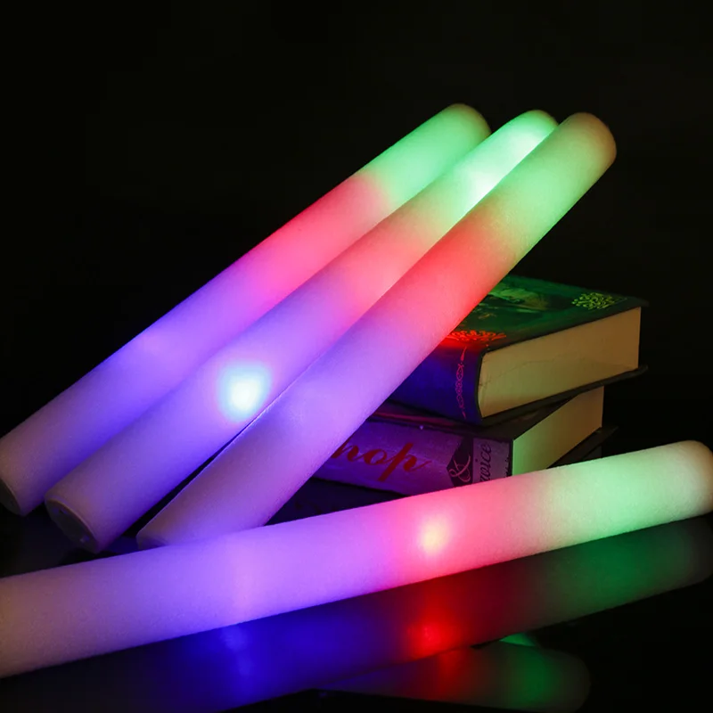 12/15/30/60Pcs LED Glow Sticks Bulk Colorful RGB Glow Foam Stick Cheer ...
