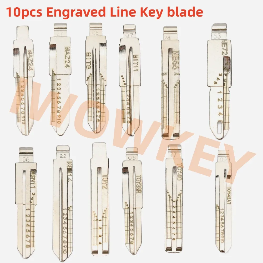 10pcs-Engraved-Line-Key-Scale-Shearing-Teeth-Blank-Car-Key-Blade-MAZ24 ...