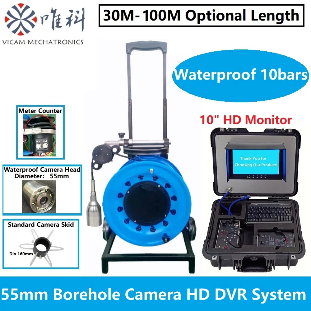 Vicam-30M-100M-Underwater-Well-Camera-Depth-Counter-55mm-Borehole ...