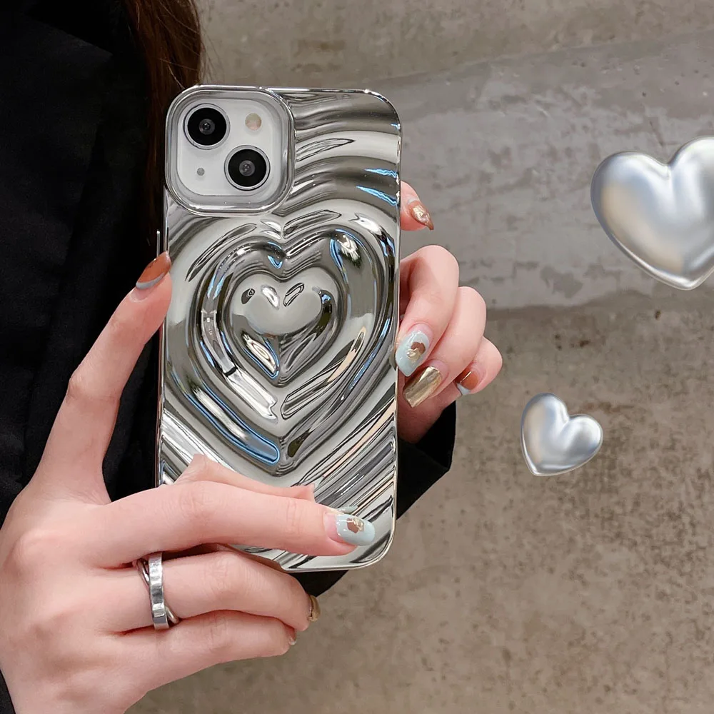 Luxury-Electroplate-Silver-3D-Heart-Water-Ripple-Phone-Case-for-iPhone ...