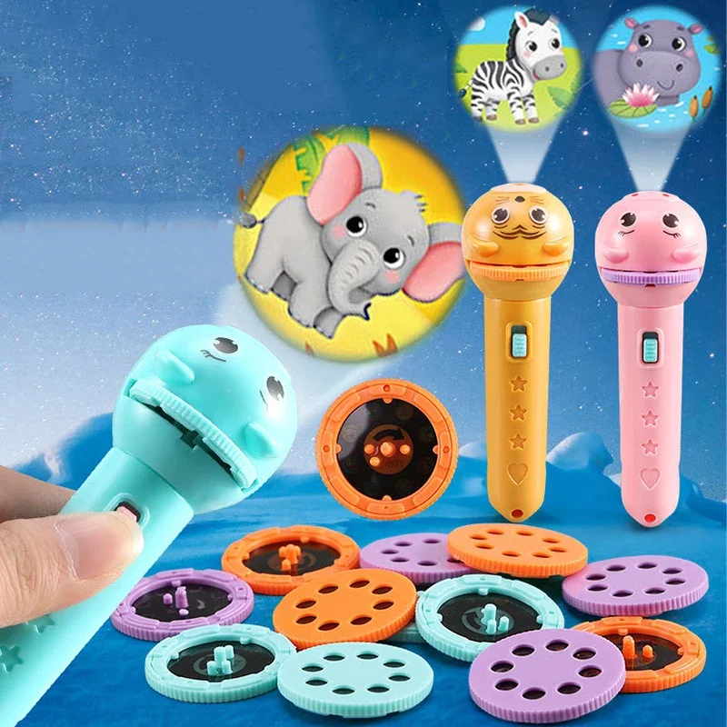Children-Flashlight-Toy-Projector-Baby-Toys-Bedtime-Story-Book-10-Cards ...
