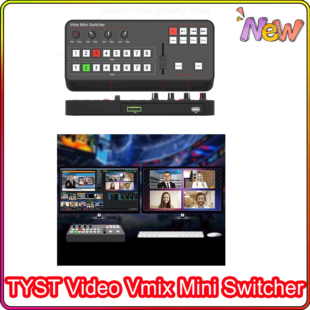 Tyst vídeo vmix mini switcher painel de controle midi2.0 gravação vídeo ...