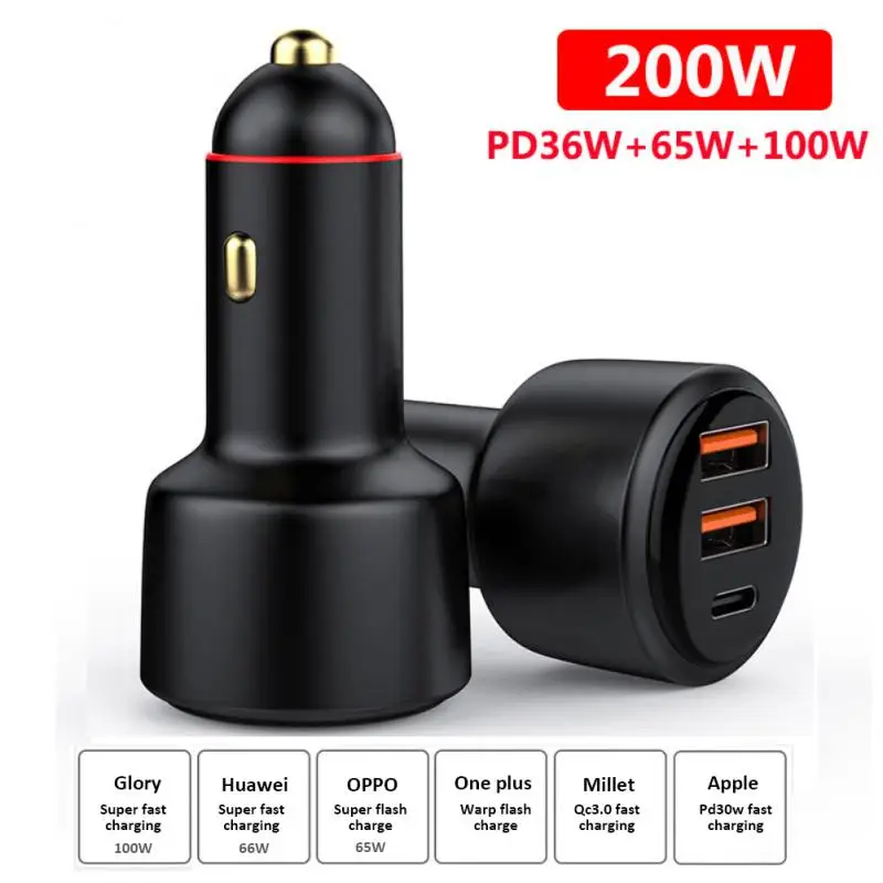 PD Car Charger 3 Ports USB Fast Charging 200W 125W 60W SuperCharge QC3 ...