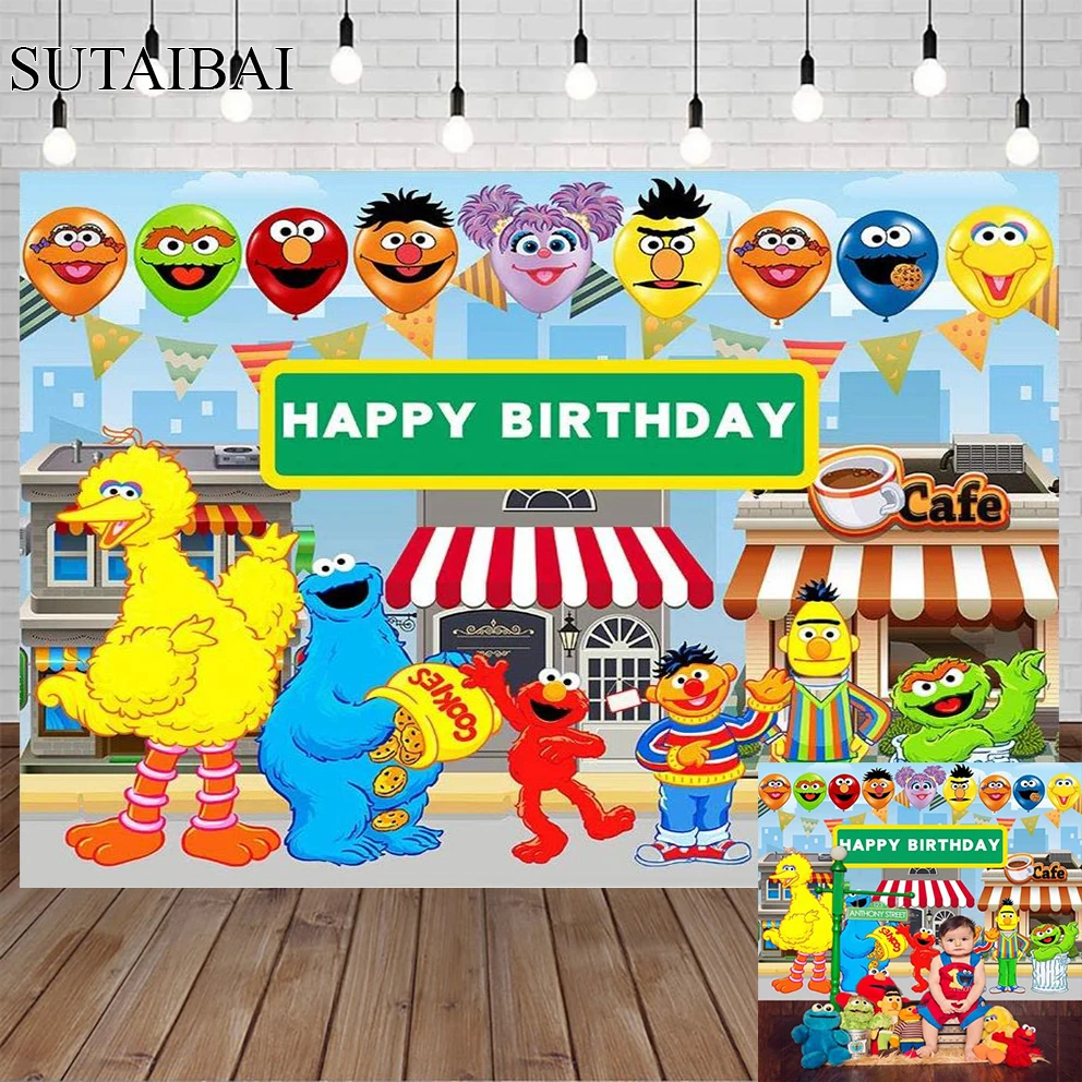 Sesame Street Photography Backdrop Boys Girls Birthday Party Theme ...