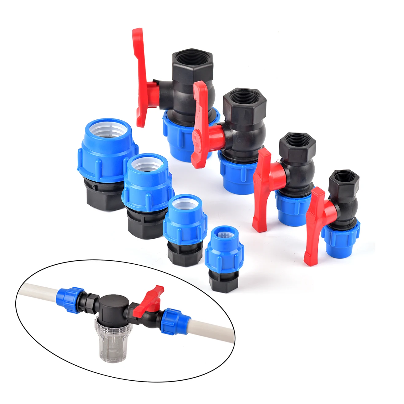 20-25-32-40-50mm-PE-Tube-Quick-Connector-Water-Splitter-Plastic-Ball ...