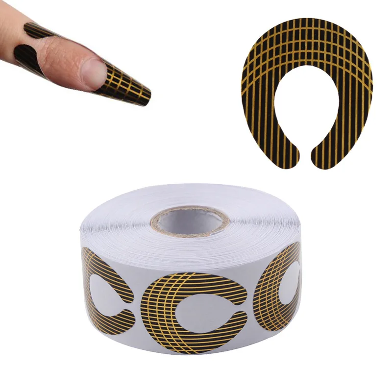 100/500Pcs C Shape Nail Form Tools Nail Art Extension Molds Stickers ...