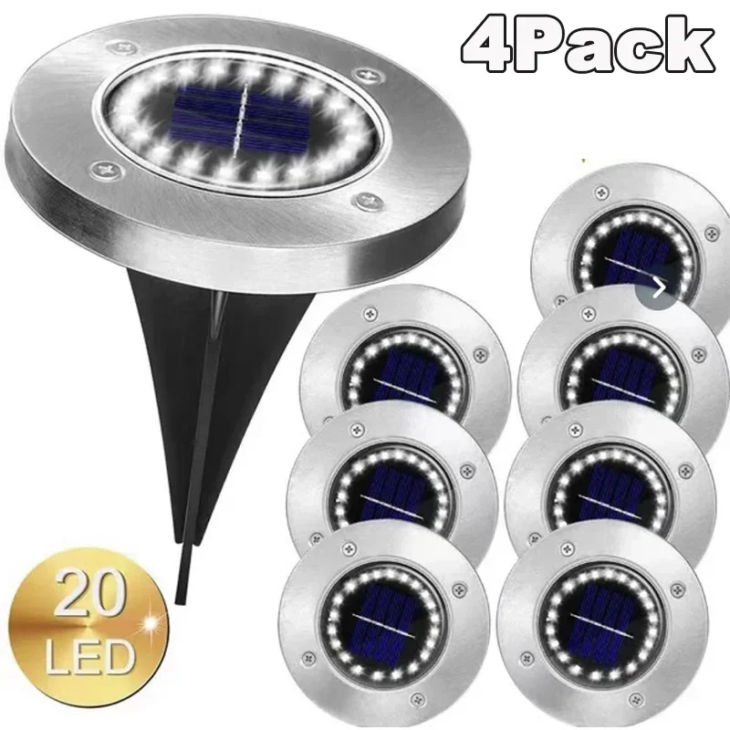 8/20LED Solar Power Disk Light Outdoor Garden Solar Underground Light ...