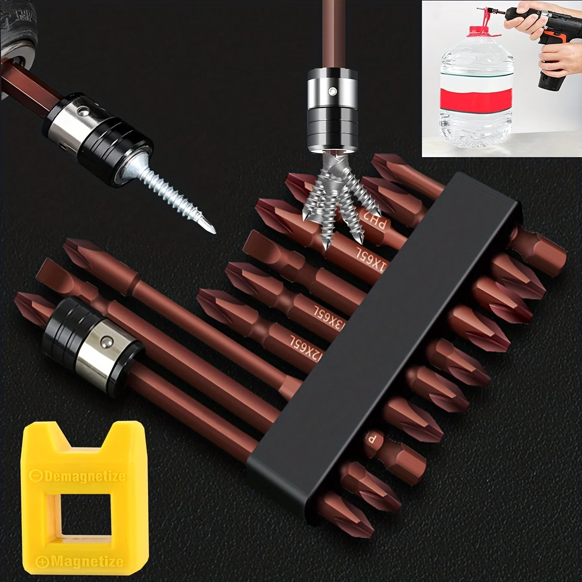 Magnetic-Screwdriver-Bit-Set-Alloy-Steel-Anti-Slip-Long-Drill-Bits-1-4 ...