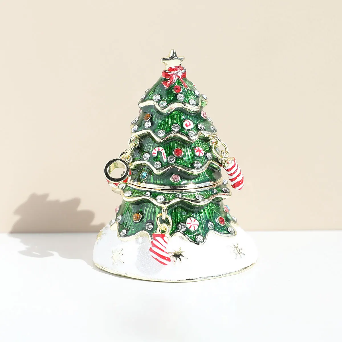 Hand-Painted-Enameled-Christmas-Tree-Decorative-Hinged-Jewelry-Trinket ...