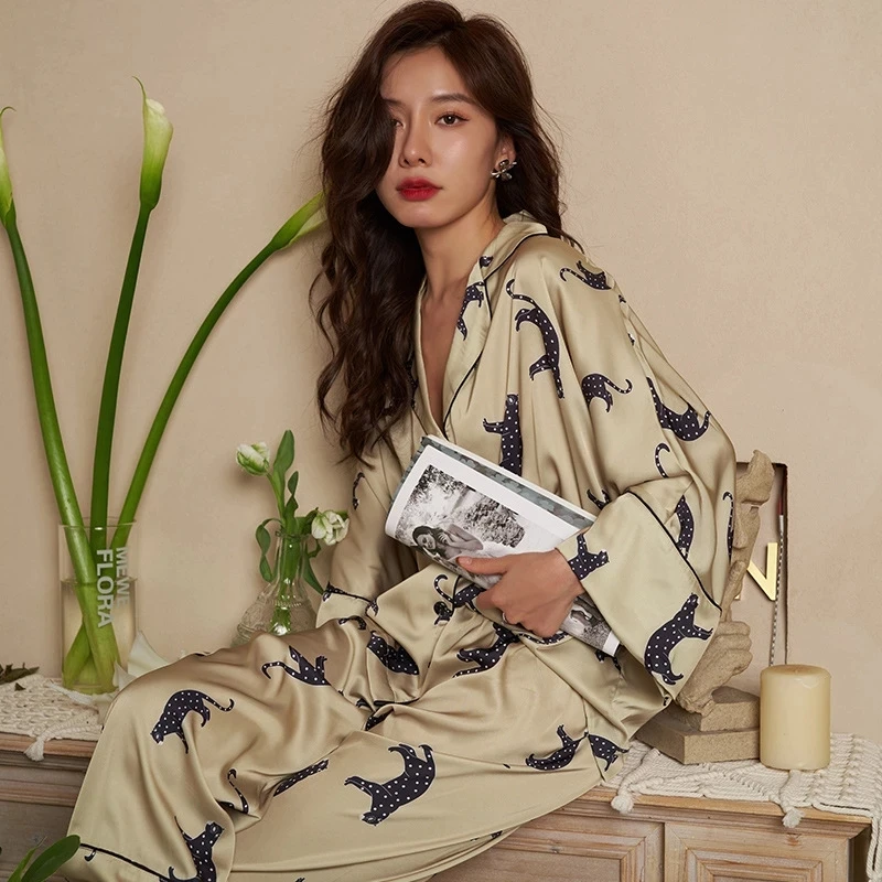 Pajamas-2024-Autumn-New-Women-s-PIjamas-Set-Luxury-Leopard-Print-Loose ...