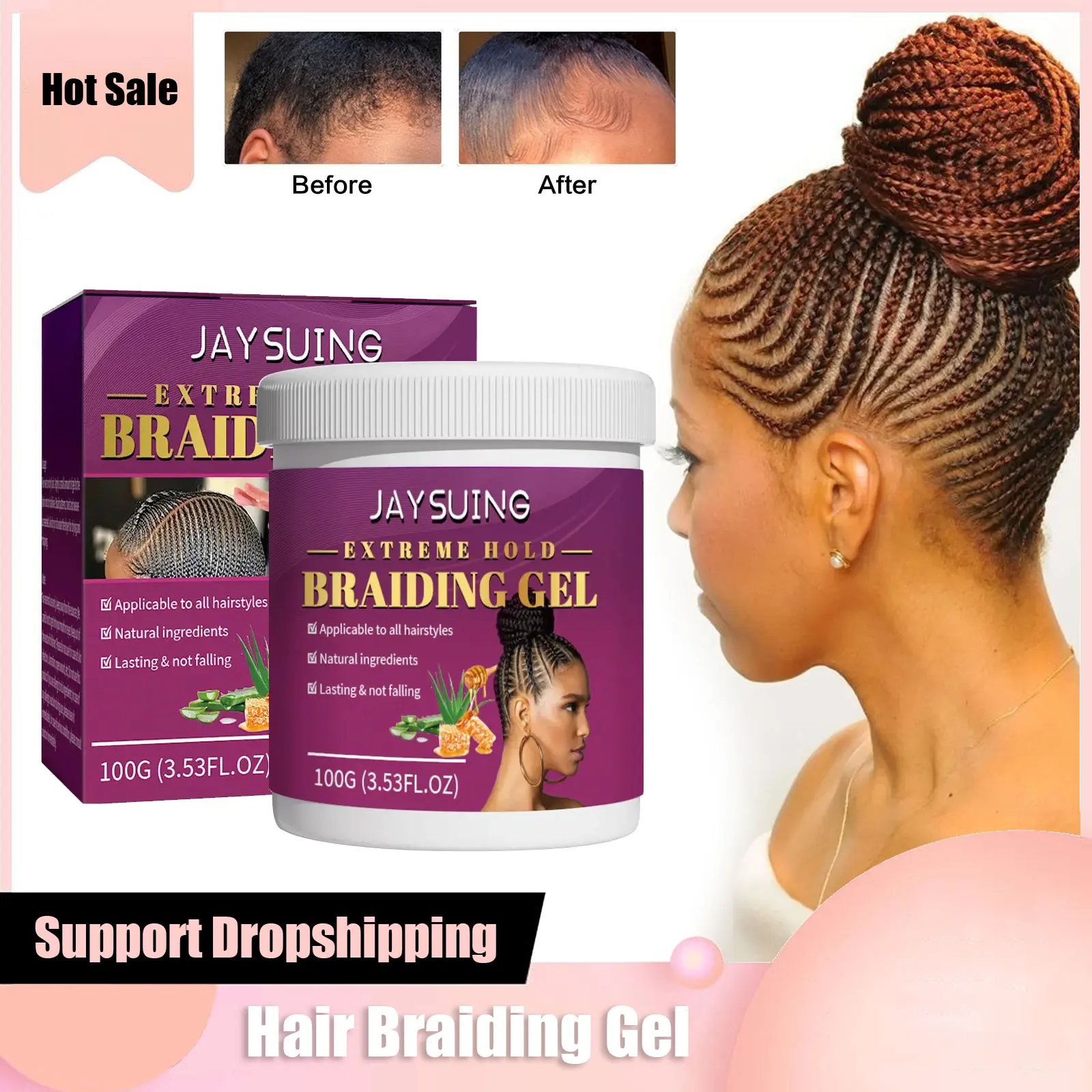 Styling-Braiding-Gel-Wax-Strong-Hold-Pomade-Anti-Frizz-Smooth-Lasting ...