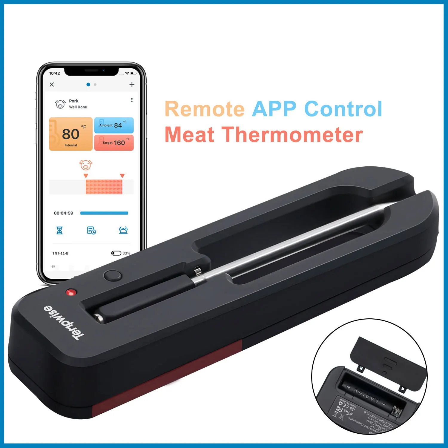 Tempwise Long Range Wireless Smart Meat Thermometers With Bluetooth ...
