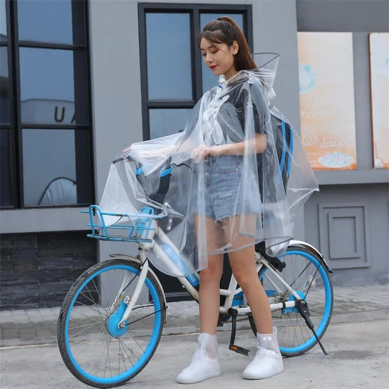 Transparent waterproof cape raincoat with reflective strips lightweight ...