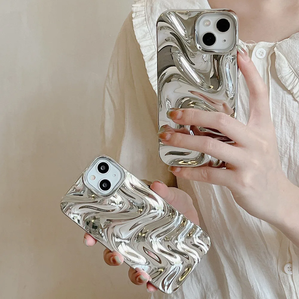 Electroplated-Silver-3D-irregular-Water-Ripple-Phone-Case-For-iPhone-11 ...