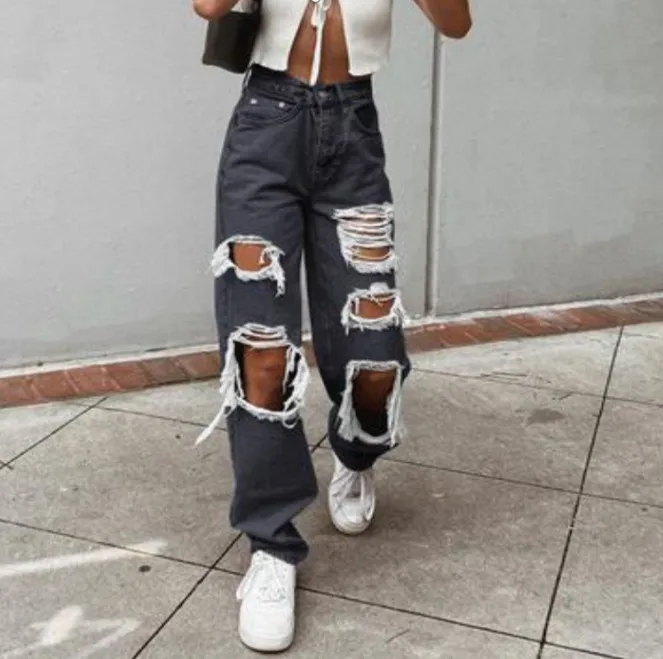 Women-s-Fashion-Sexy-Jeans-Casual-High-Waist-Pants-Ripped-Trousers ...