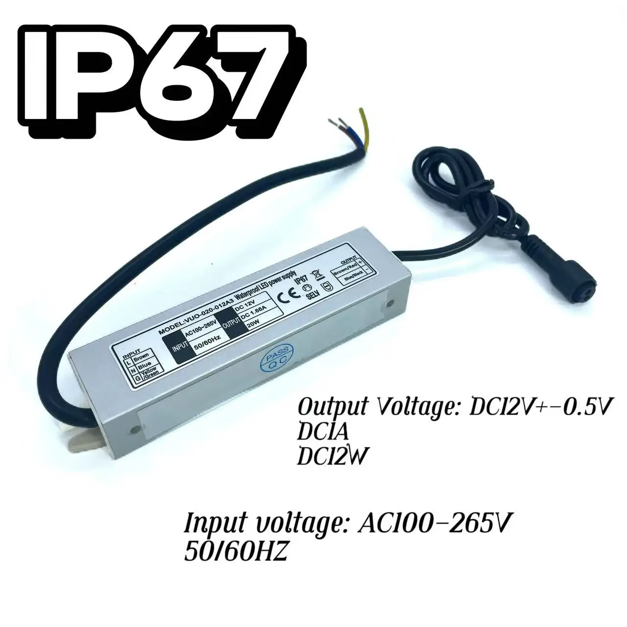 Outdoor Indoor LED Driver 12W 20W Power Supply Adapter Unit AC100-265V ...