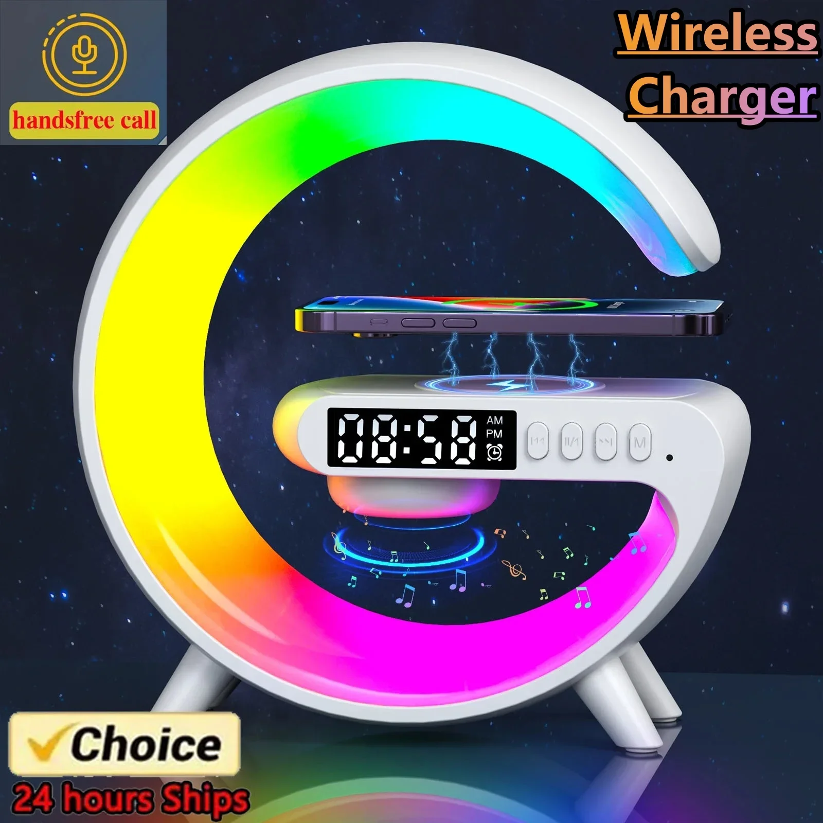 Multifunction-Wireless-Charger-Pad-Stand-Speaker-TF-RGB-Night-Light-15W ...