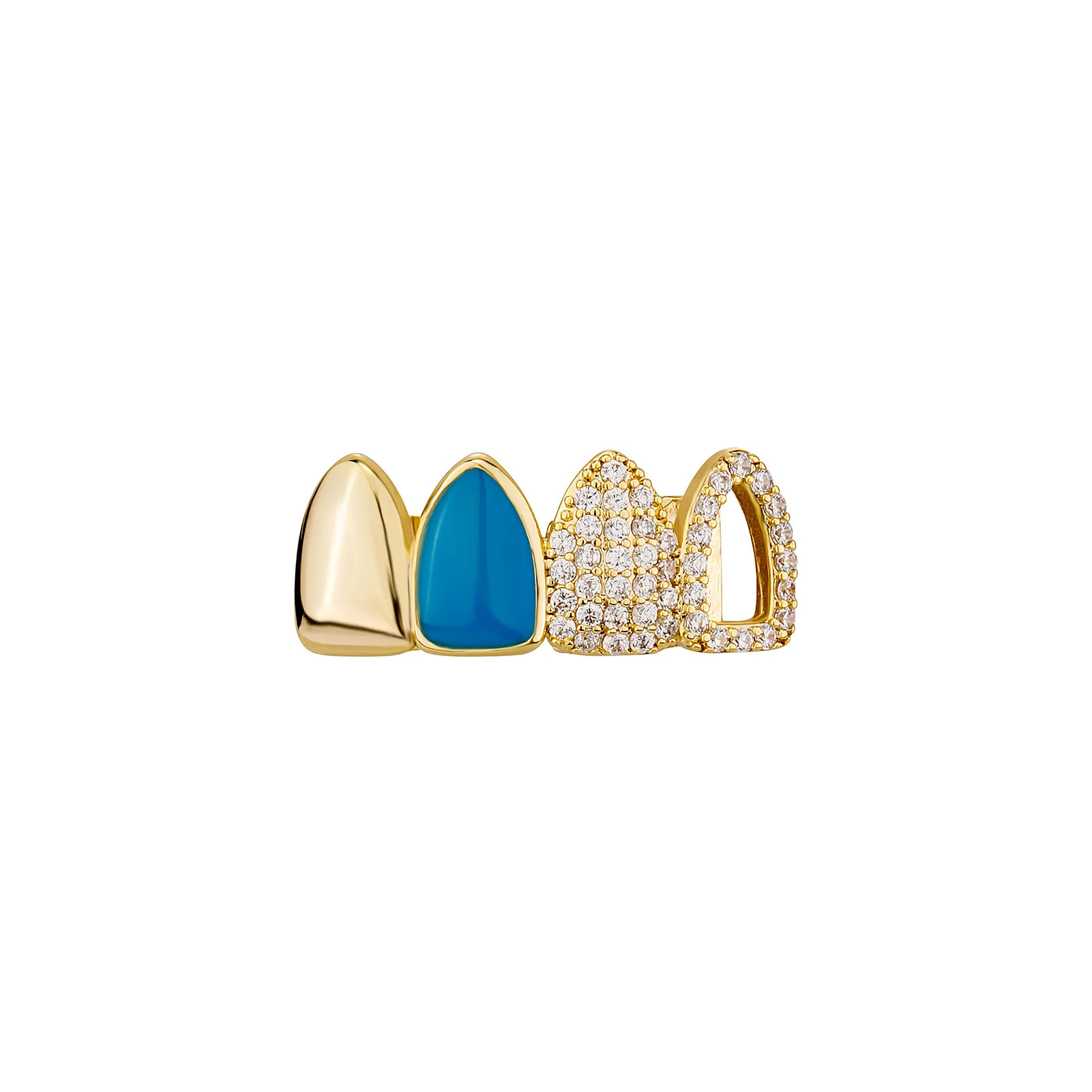 Hip-Hop-Double-Blue-Drip-Oil-Hollow-Zircon-Teeth-Grillz-14K-Gold-Plated ...