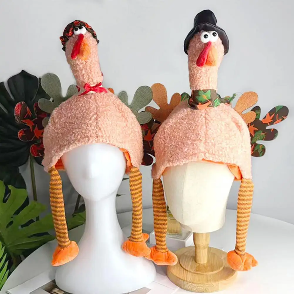 Thanksgiving Turkey Hat Plush Turkey Headwear with Movable Legs Soft ...