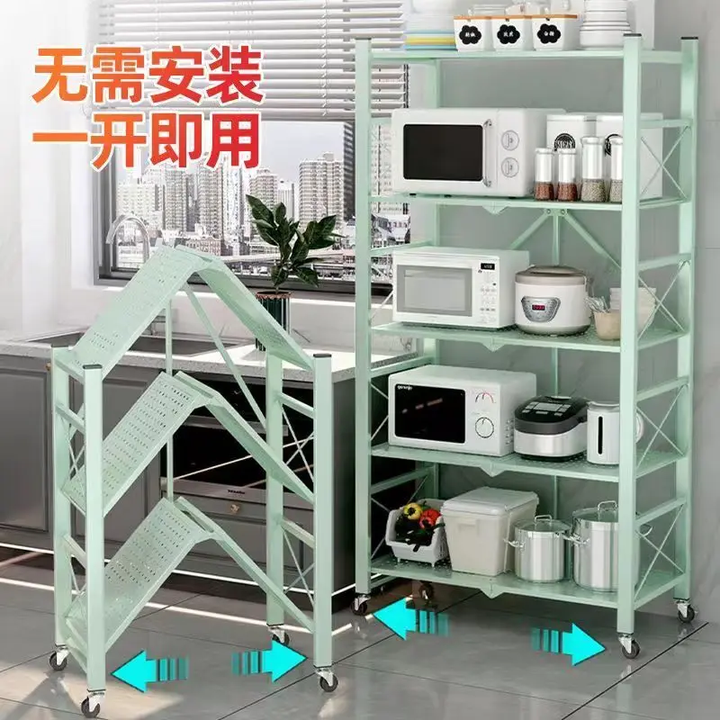 Installation-free-foldable-storage-rack-with-wheels-floor-multi-layer ...
