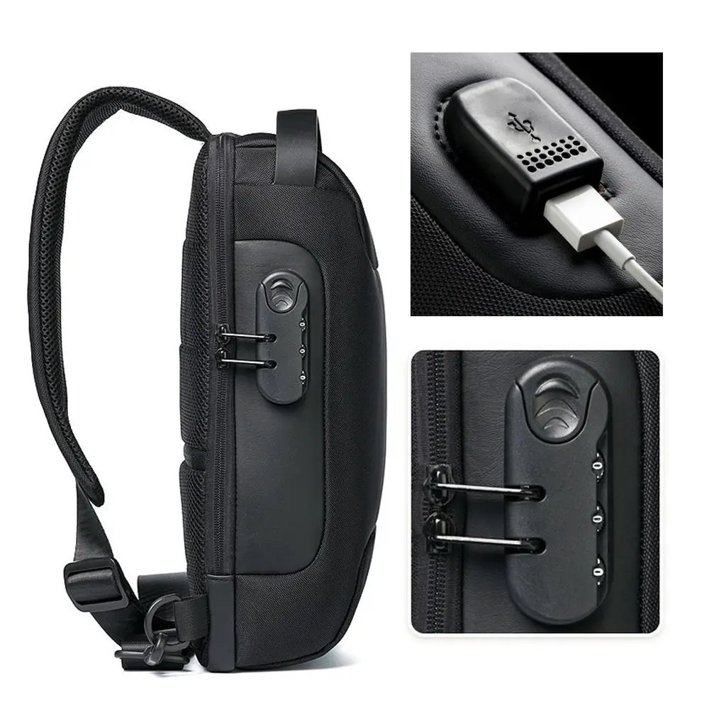 Pechera Morral Hombre Antirrobo Impermeable con USB y Clave Bandolera ...