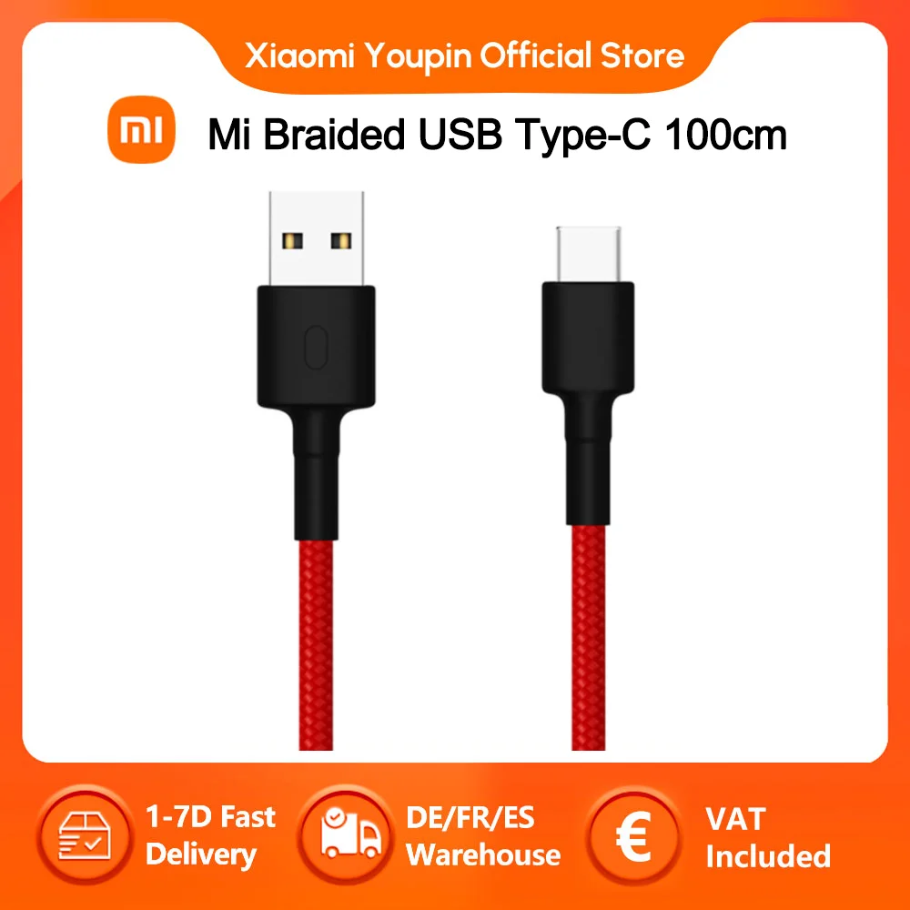 Xiaomi Mi Cable USB trenzado tipo C, Cable de carga rápida de 100cm, compatible con múltiples ...