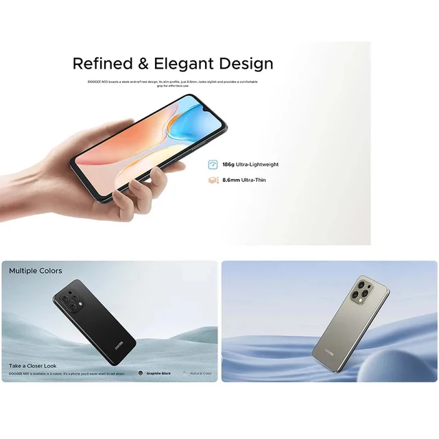 Global Version DOOGEE N55 Smartphone Android 14 6.56 Inch Octa Core 4GB ...