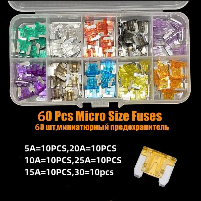 120/60 Pcs Mini Car Fuses Automotive Blade Type Micro Fuse Assortment ...