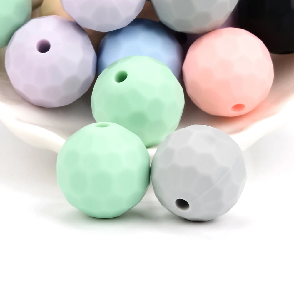 Lofca 40pcs 12/15mm Silicone Beads Polyhedron Bpa Free Silicone Teether ...
