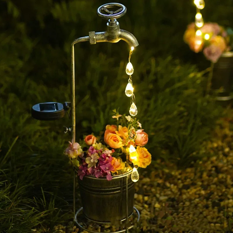 Sprinkler-Water-Kettle-Faucet-Water-Droplet-Flower-Pot-Lamp-Solar ...