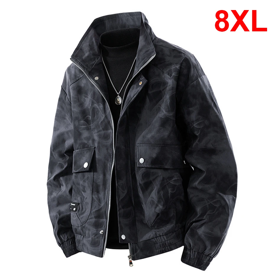 Vintage Jacket Men 8XL Plus Size Cargo Jackets Fashion Casual Tie-dye ...