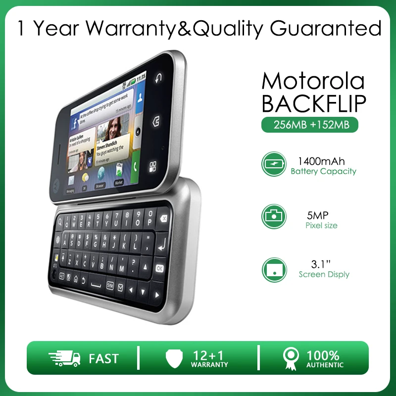 Motorola BACKFLIP MB300 Refurbished Original Unlocked 3.1 inches 5 MP ...
