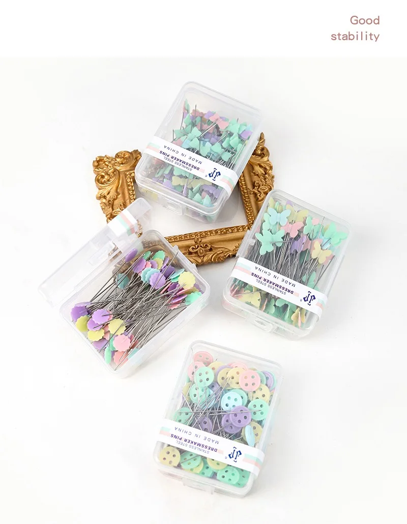 Épingles de couture en acier inoxydable,100 pièces-boîte,accessoires de couture,broderie ...