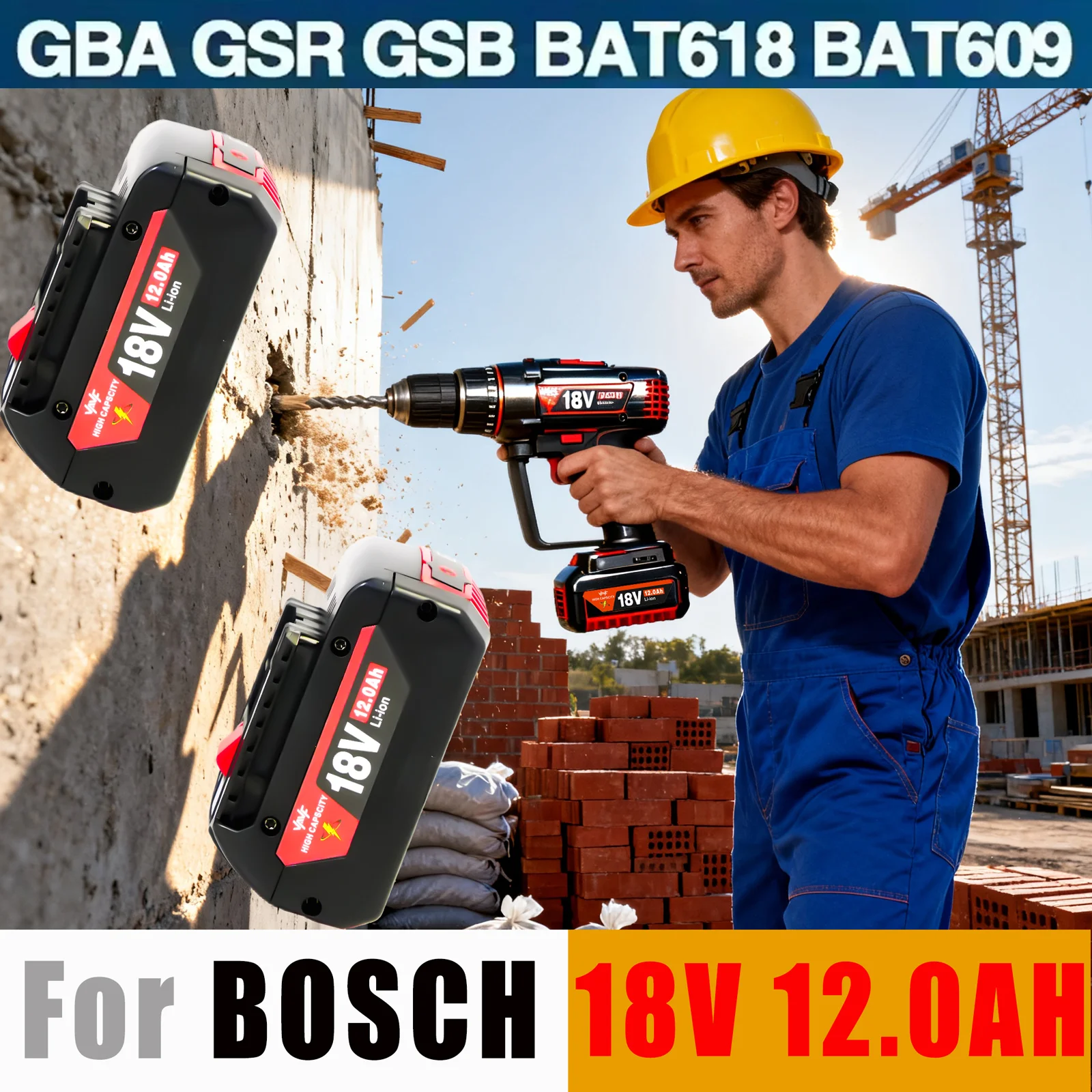Suitable for Bosch 18V battery, 12000mAh for Bosch tool battery ...